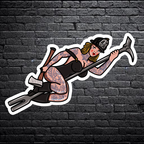 Halligan Pinup Sticker – Salty Axes Co.